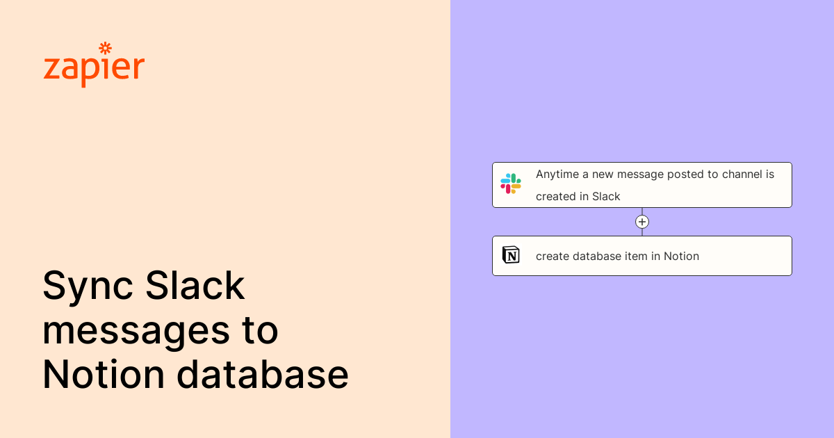 Anytime a new message posted to channel is created in Slack, create database item in Notion ...