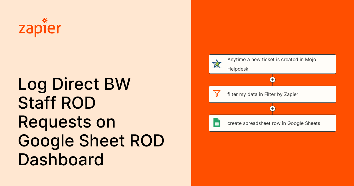 Anytime a new ticket is created in Mojo Helpdesk, filter my data in Filter by Zapier and create ...