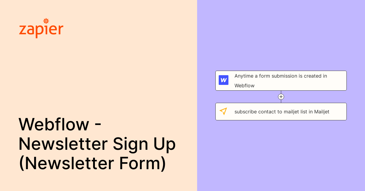 Anytime a form submission is created in Webflow, subscribe contact to mailjet list in Mailjet ...