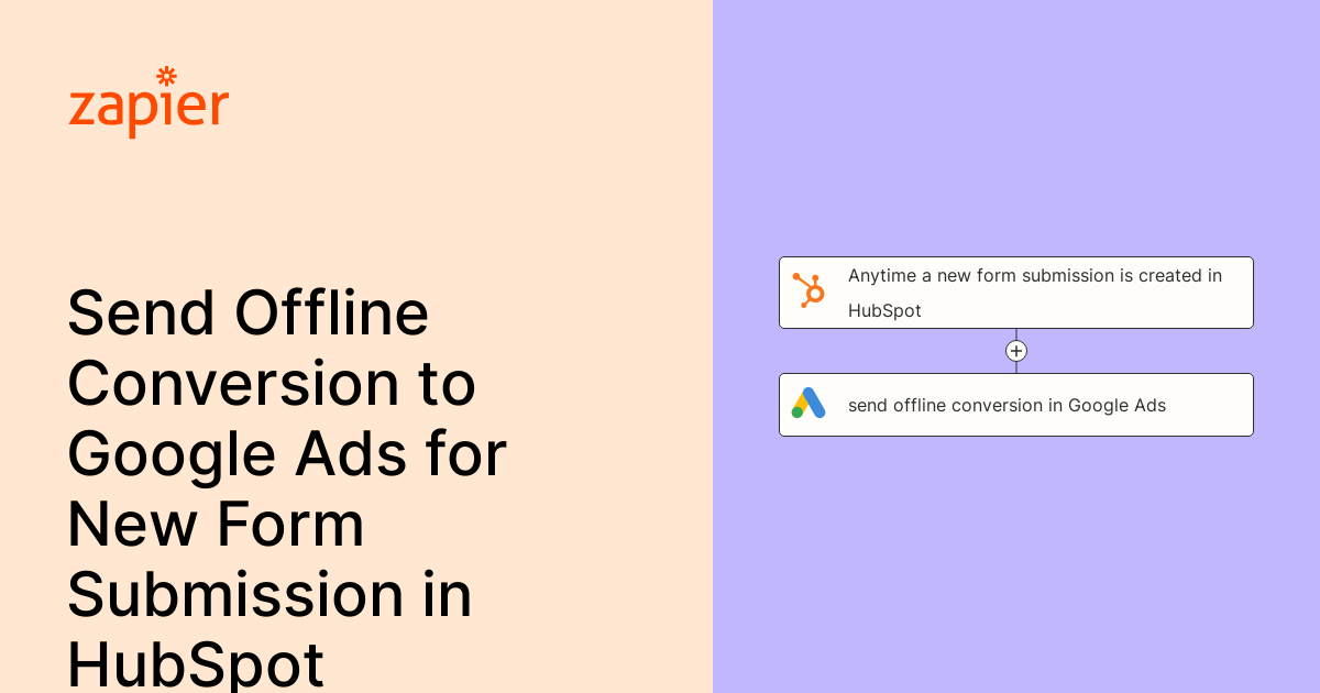 Anytime a new form submission is created in HubSpot, send offline conversion in Google Ads. | Zapier