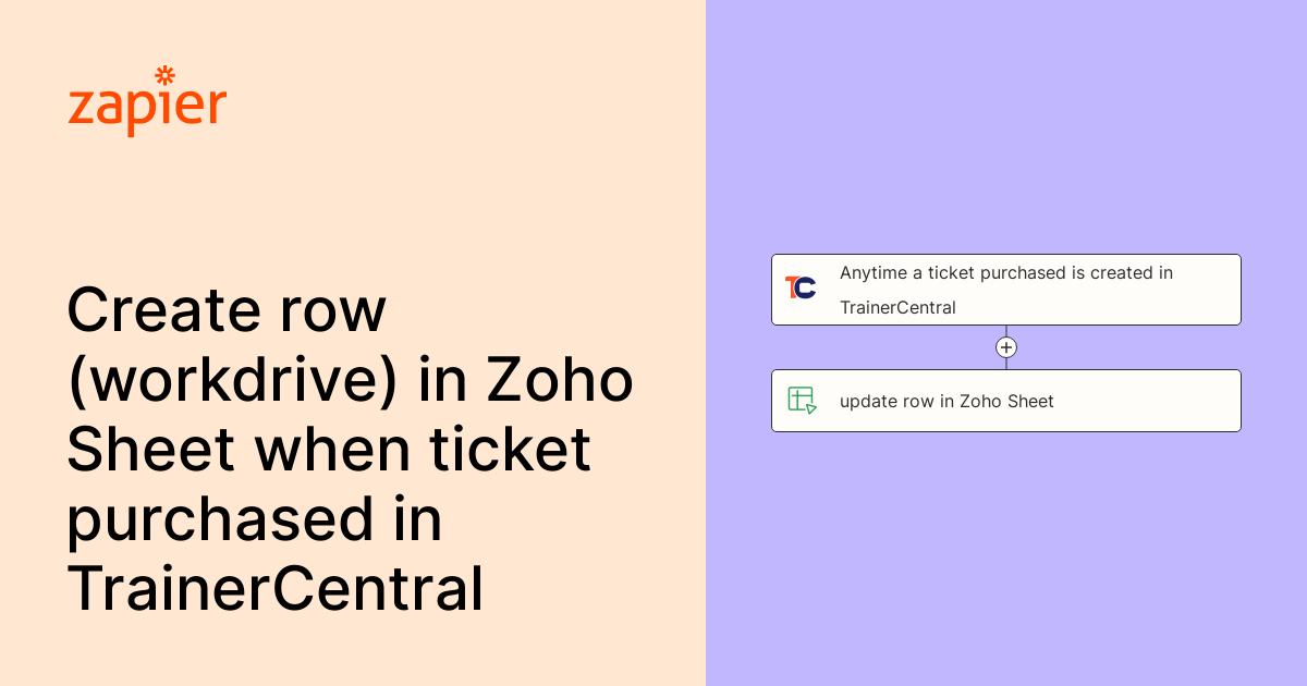 Anytime a ticket purchased is created in TrainerCentral, update row in Zoho Sheet. | Zapier