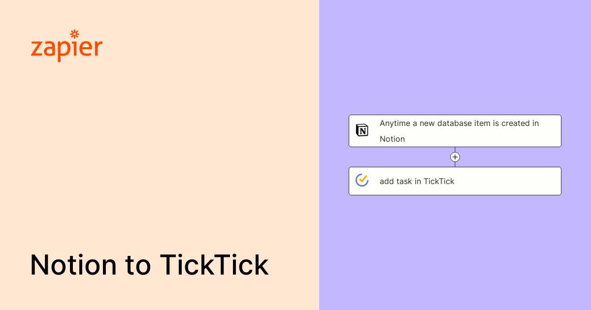 Anytime a new database item is created in Notion, add task in TickTick. | Zapier