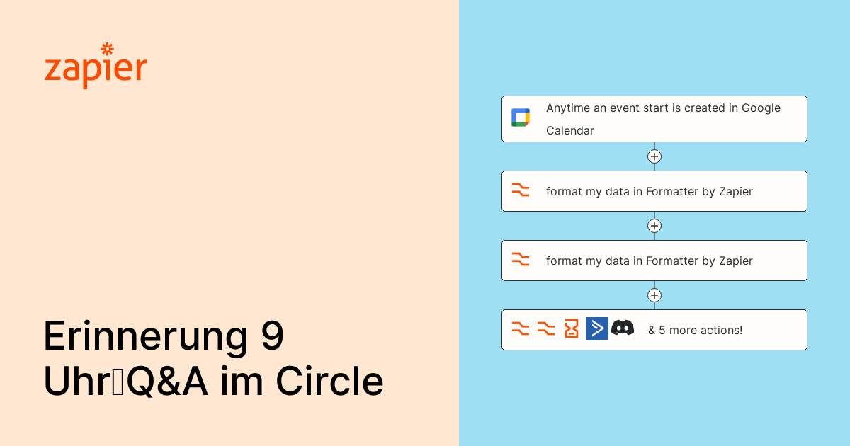 Anytime an event start is created in Google Calendar, format my data in Formatter by Zapier ...