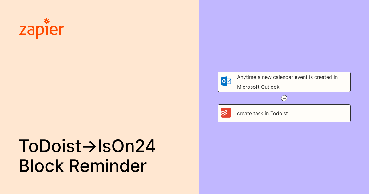 Anytime a new calendar event is created in Microsoft Outlook, create task in Todoist. | Zapier