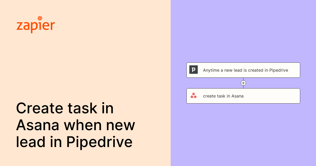 Anytime a new lead is created in Pipedrive, create task in Asana. | Zapier