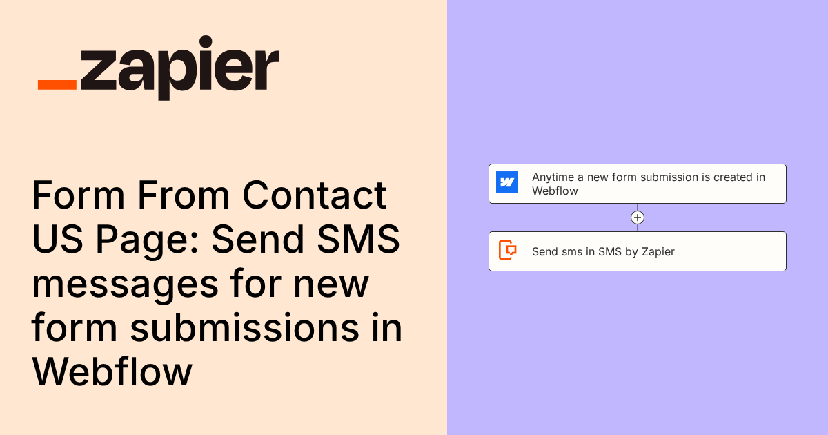 Anytime a new form submission is created in Webflow, send sms in SMS by Zapier. | Zapier