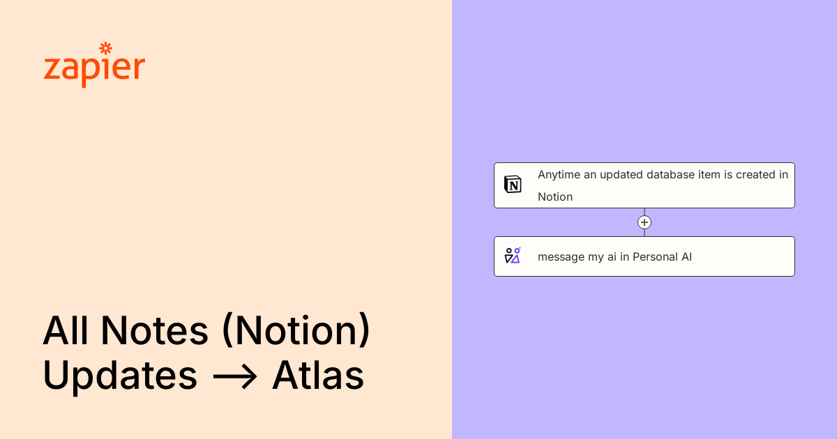 Anytime an updated database item is created in Notion, message my ai in Personal AI. | Zapier