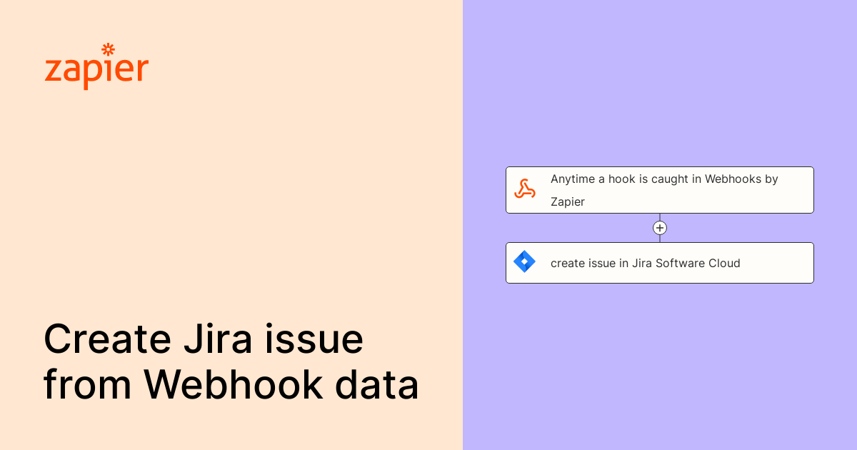 Anytime a hook is caught in Webhooks by Zapier, create issue in Jira Software Cloud. | Zapier