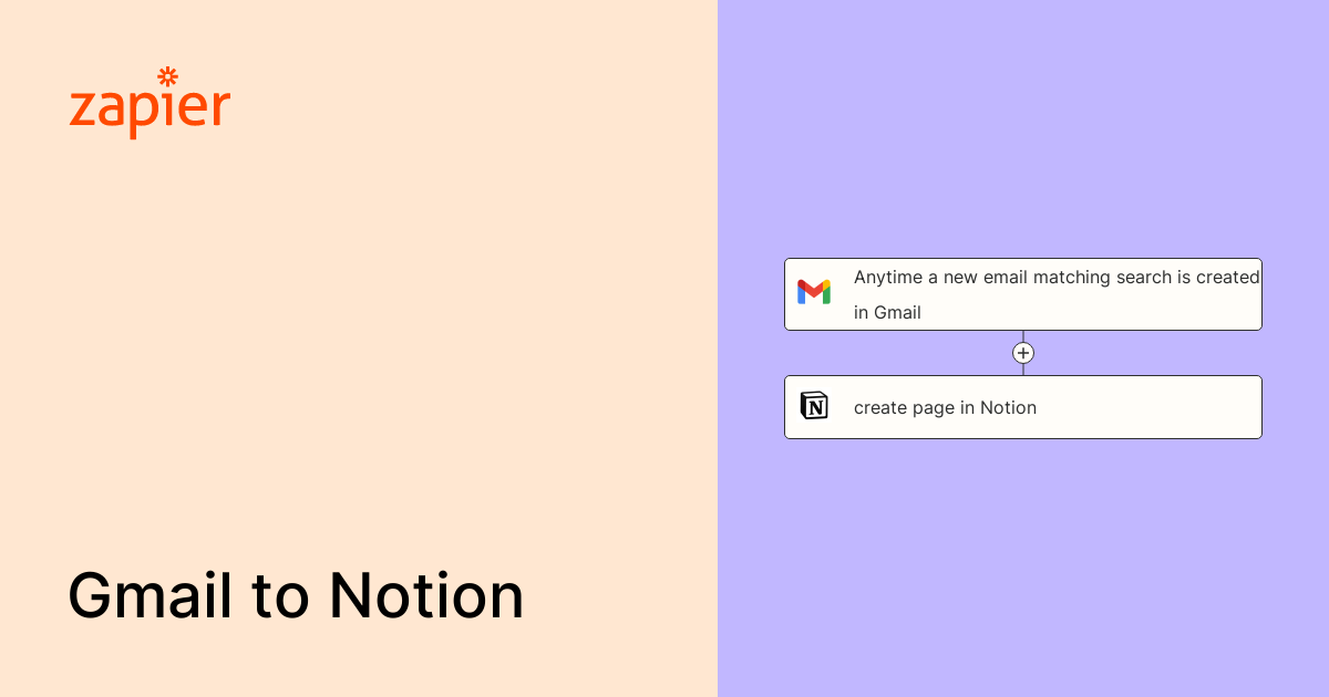 Anytime a new email matching search is created in Gmail, create page in Notion. | Zapier
