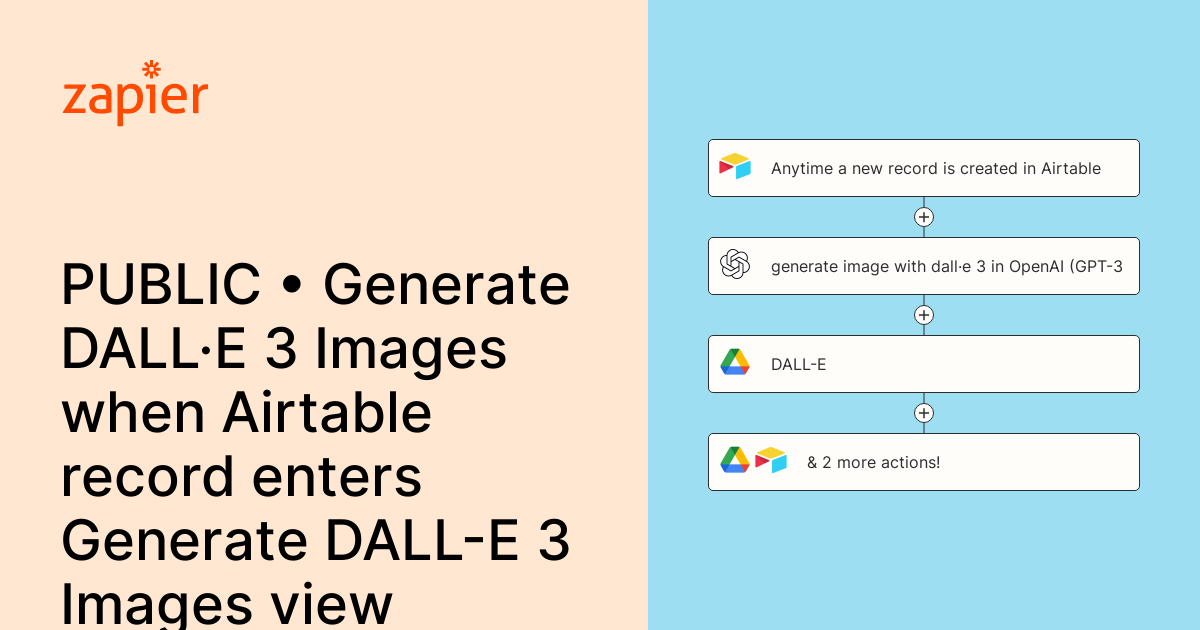 Anytime a new record is created in Airtable, generate image with dall·e 3 in OpenAI (GPT-3, DALL ...
