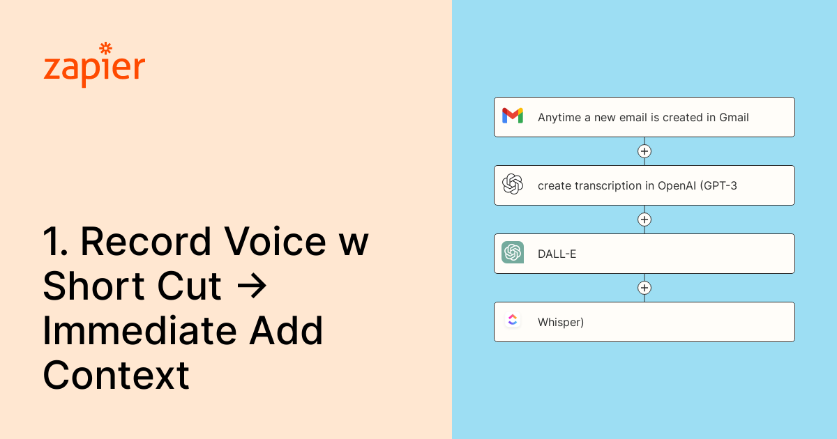 Anytime a new email is created in Gmail, create transcription in OpenAI (GPT-3, DALL-E, Whisper ...