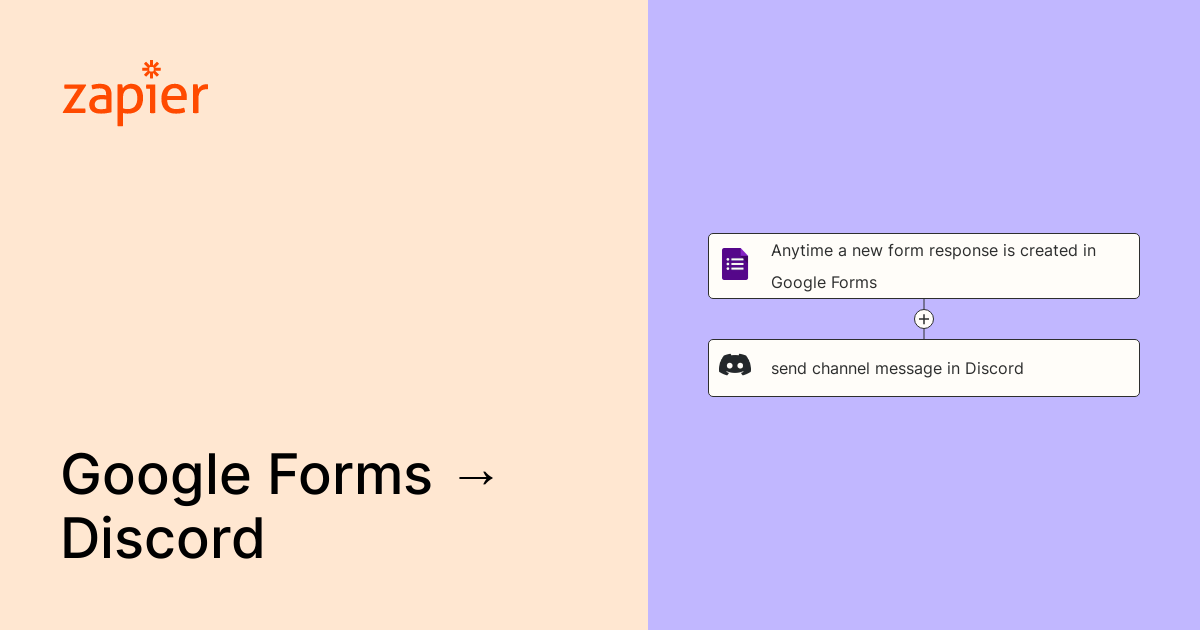 Anytime a new form response is created in Google Forms, send channel message in Discord. | Zapier
