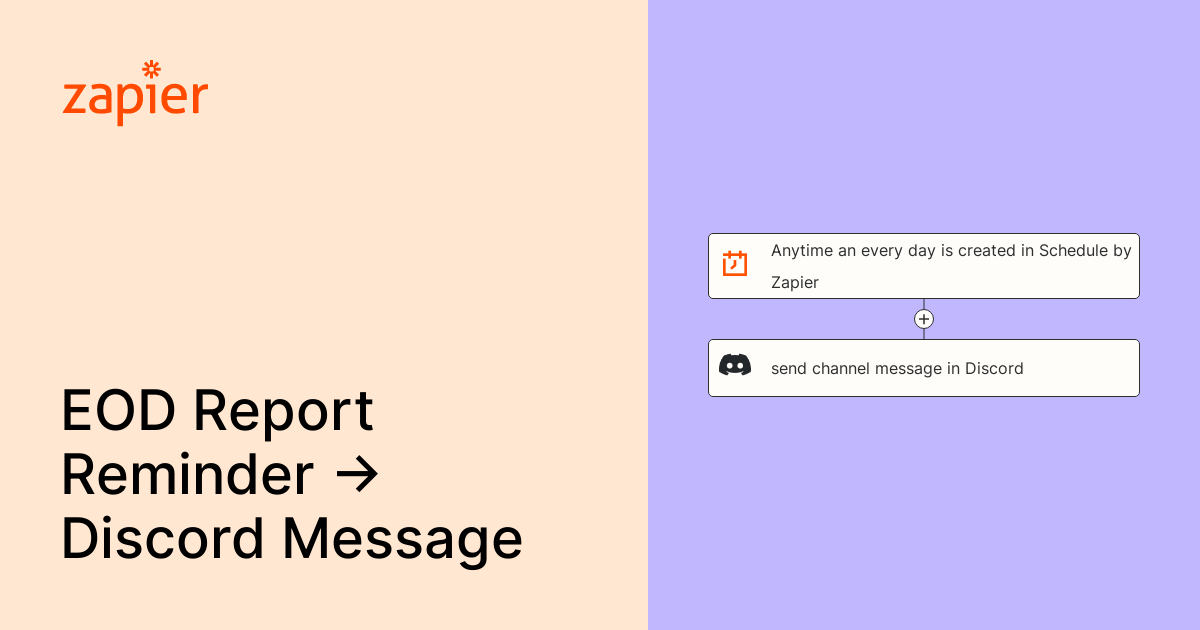 Anytime an every day is created in Schedule by Zapier, send channel message in Discord. | Zapier