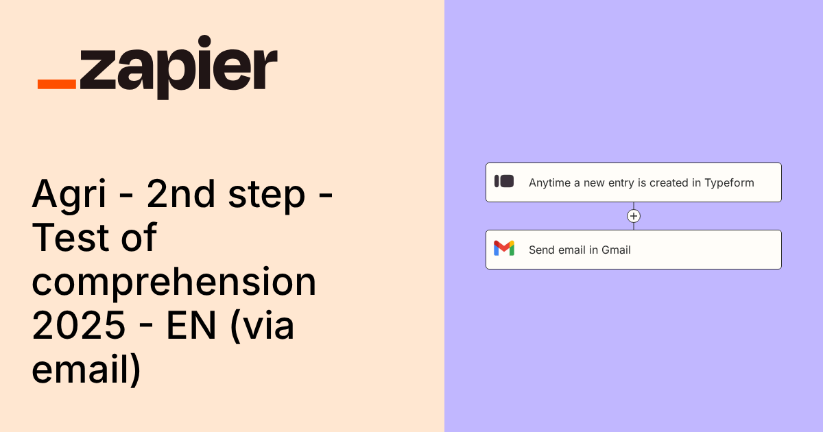 Anytime a new entry is created in Typeform, send email in Gmail. | Zapier