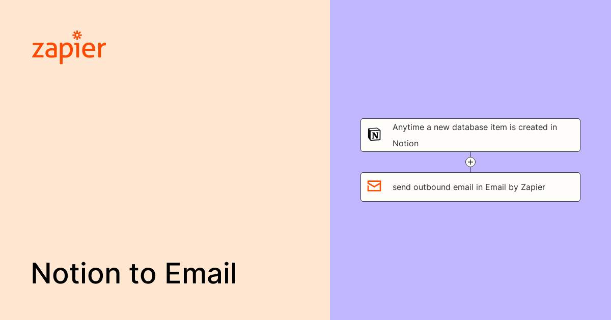 Anytime A New Database Item Is Created In Notion Send Outbound Email In Email By Zapier Zapier 