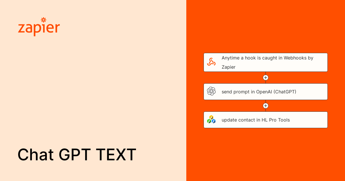 Anytime a hook is caught in Webhooks by Zapier, send prompt in OpenAI (ChatGPT) and update ...