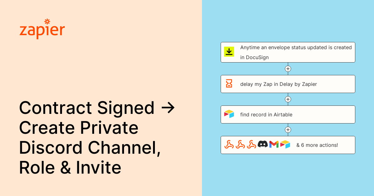 Anytime an envelope status updated is created in DocuSign, delay my Zap in Delay by Zapier, find ...