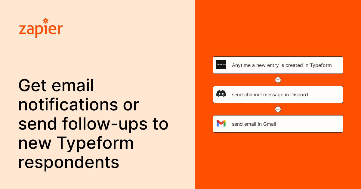 Anytime a new entry is created in Typeform, send channel message in Discord and send email in ...