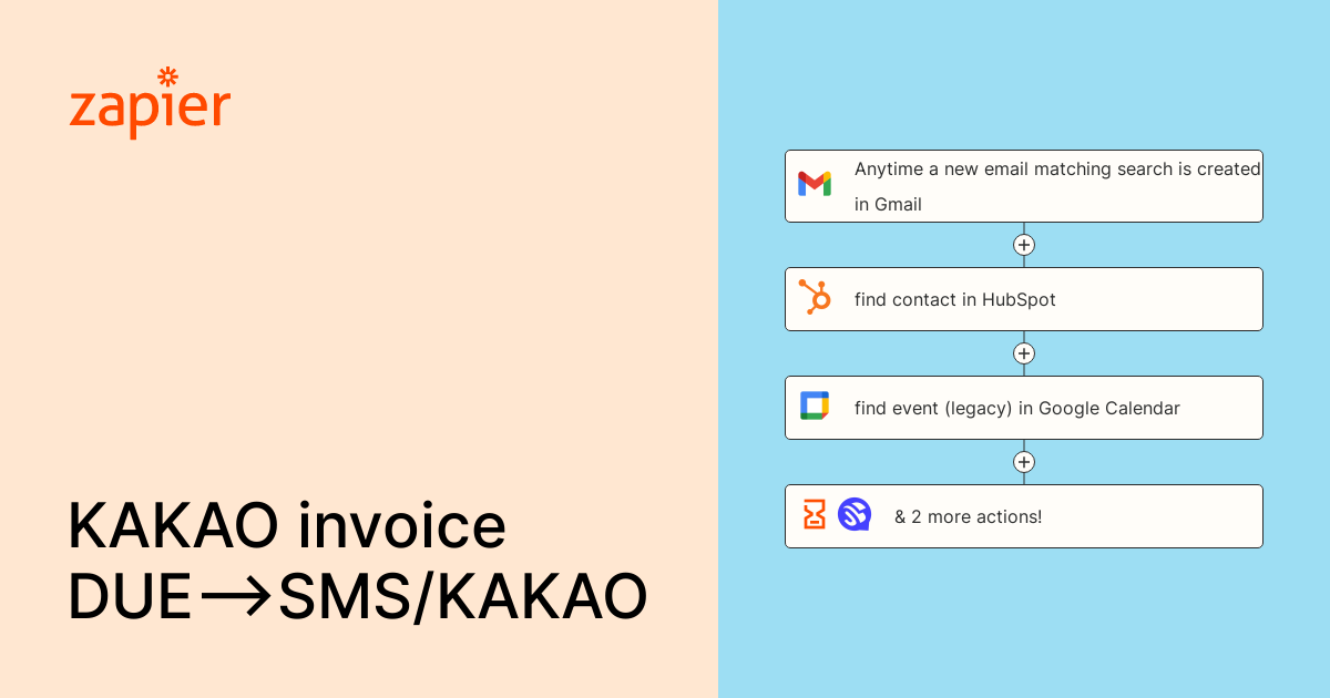 Anytime a new email matching search is created in Gmail, find contact in HubSpot, find event ...