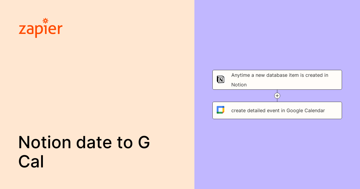 Anytime a new database item is created in Notion, create detailed event in Google Calendar. | Zapier