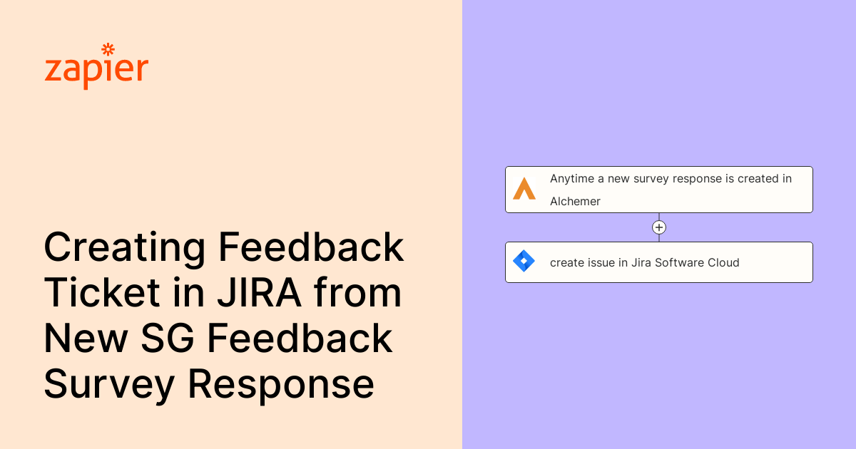 Anytime a new survey response is created in Alchemer, create issue in Jira Software Cloud. | Zapier