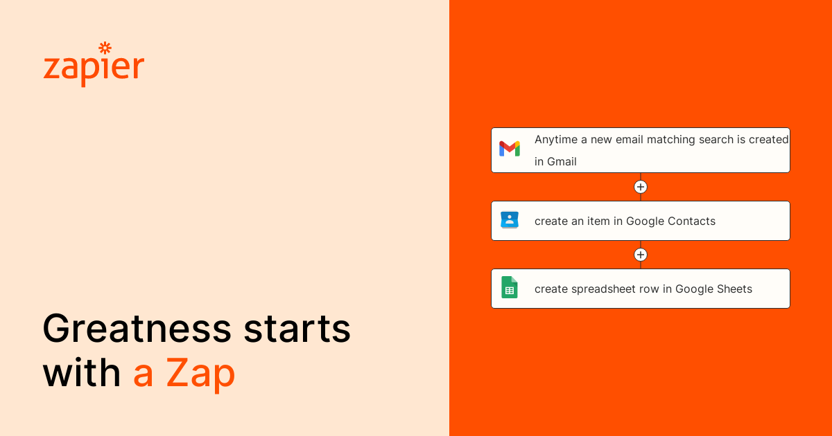 Anytime a new email matching search is created in Gmail, create an item in Google Contacts and ...