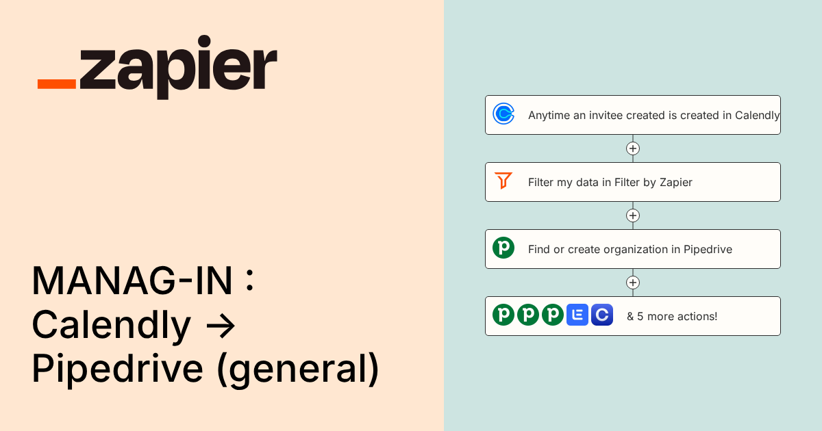 Anytime an invitee created is created in Calendly, filter my data in Filter by Zapier, find or ...