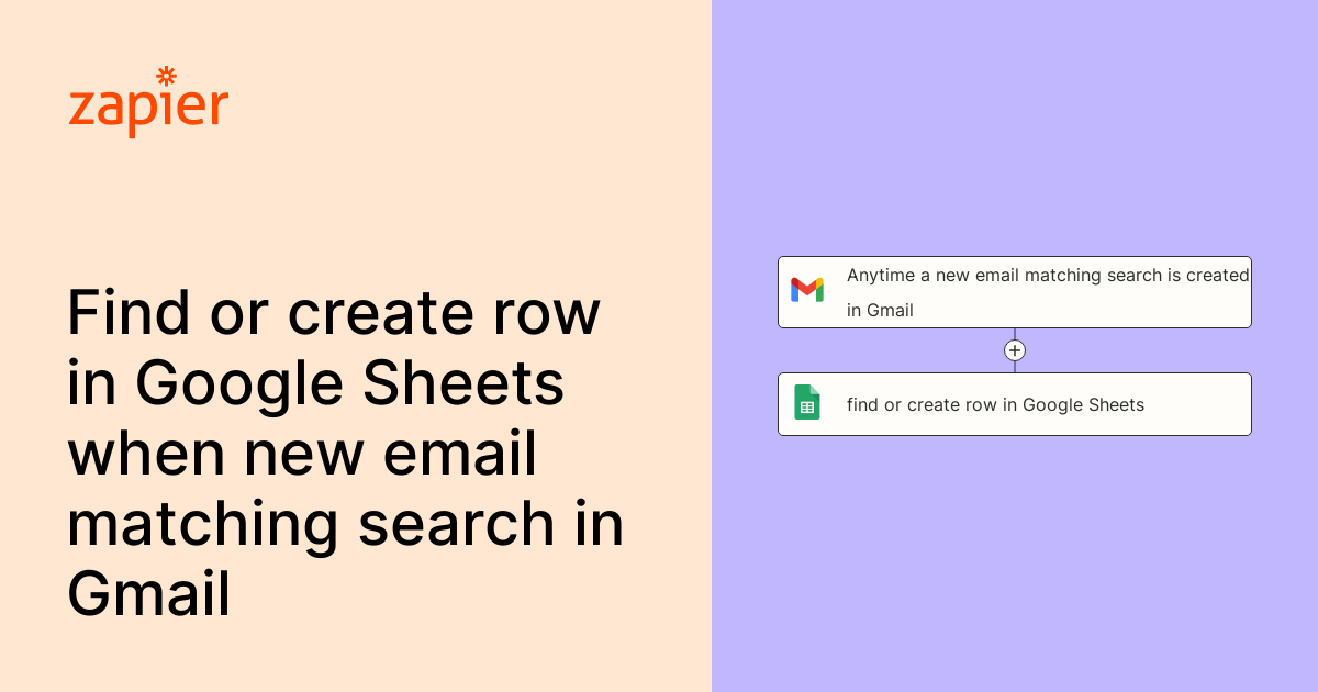 Anytime a new email matching search is created in Gmail, find or create row in Google Sheets ...