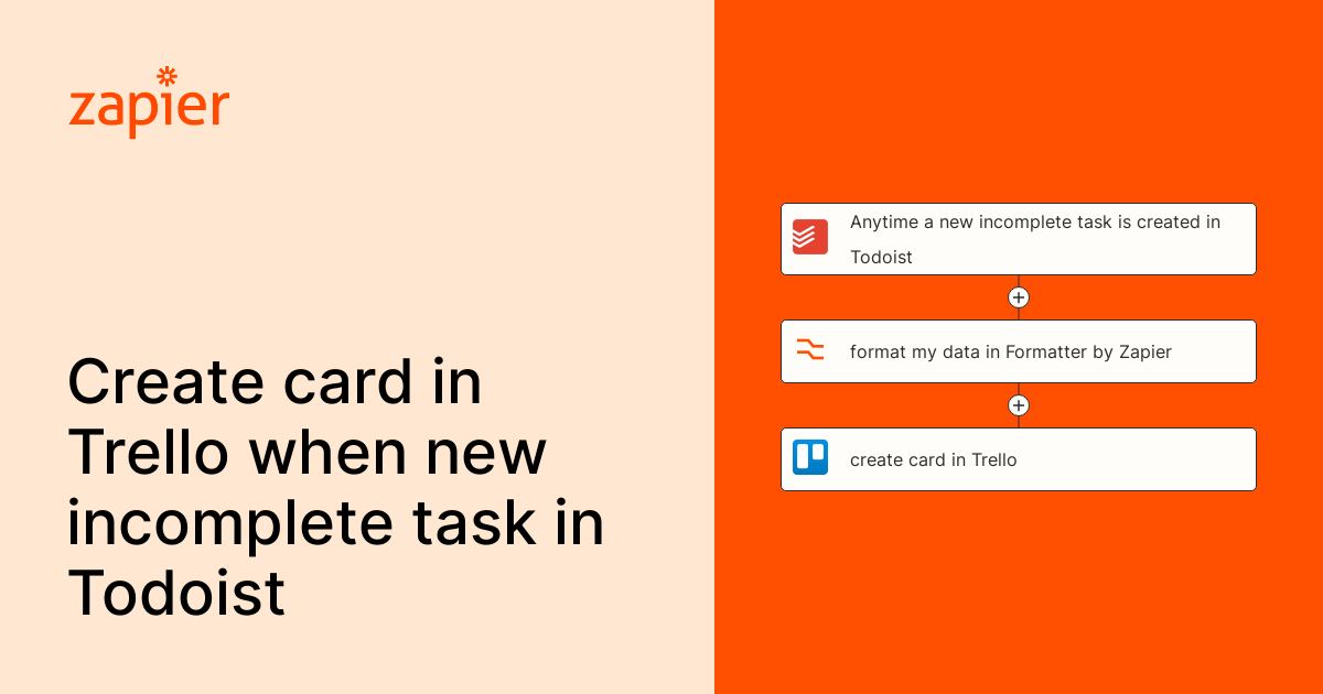 Anytime a new incomplete task is created in Todoist, format my data in Formatter by Zapier and ...
