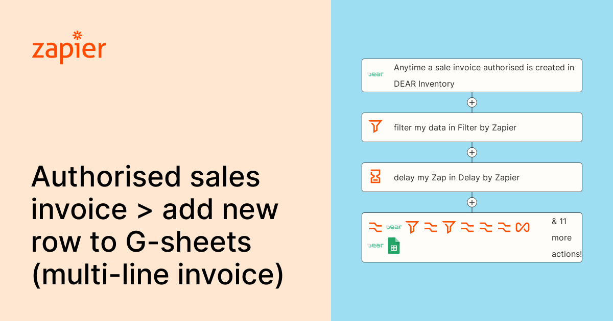 Anytime a sale invoice authorised is created in DEAR Inventory, filter ...