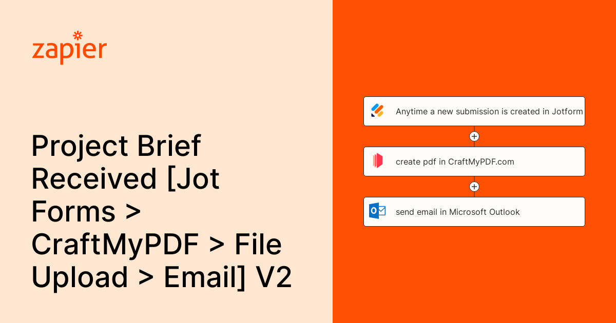 Anytime a new submission is created in Jotform, create pdf in CraftMyPDF.com and send email in ...