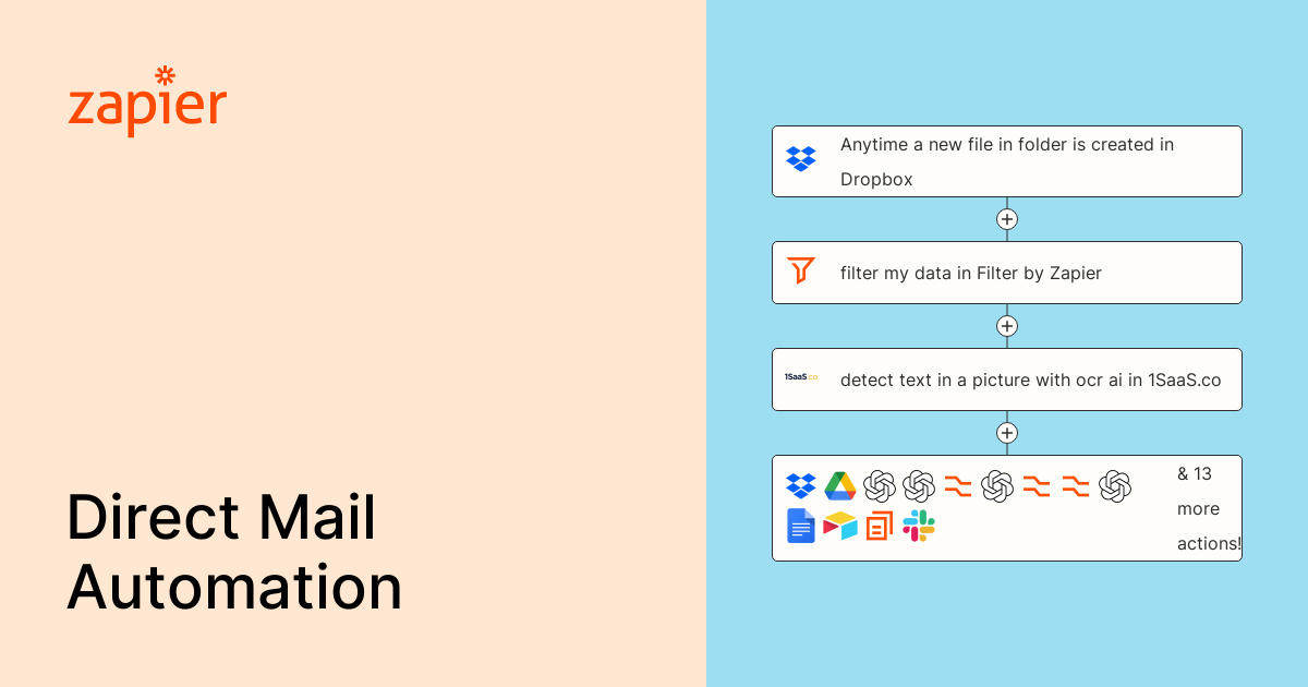 Anytime a new file in folder is created in Dropbox, filter my data in Filter by Zapier, detect ...