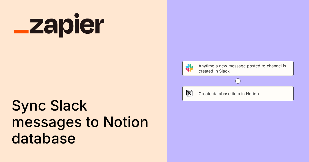 Anytime a new message posted to channel is created in Slack, create database item in Notion ...