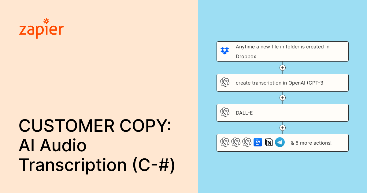 Anytime a new file in folder is created in Dropbox, create transcription in OpenAI (GPT-3, DALL ...