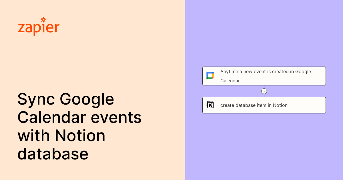 Anytime a new event is created in Google Calendar, create database item in Notion. | Zapier