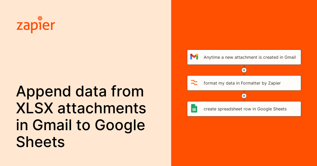 Anytime a new attachment is created in Gmail, format my data in Formatter by Zapier and create ...