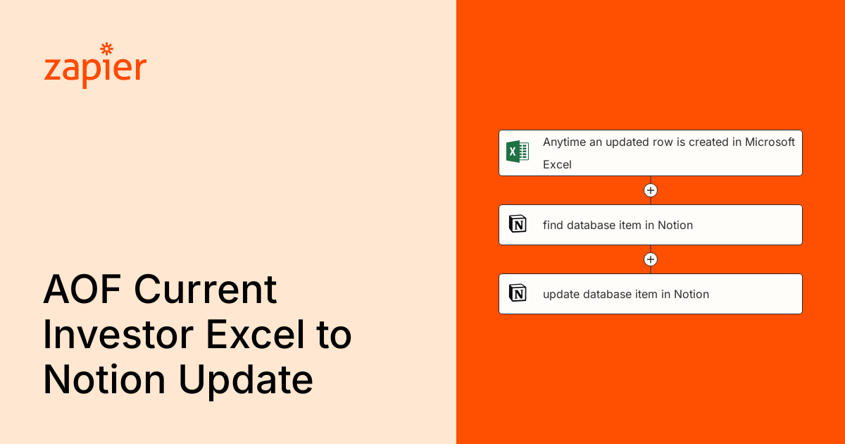 Anytime an updated row is created in Microsoft Excel, find database item in Notion and update ...