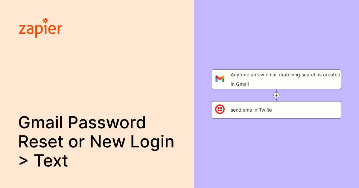 Anytime a new email matching search is created in Gmail, send sms in Twilio. | Zapier