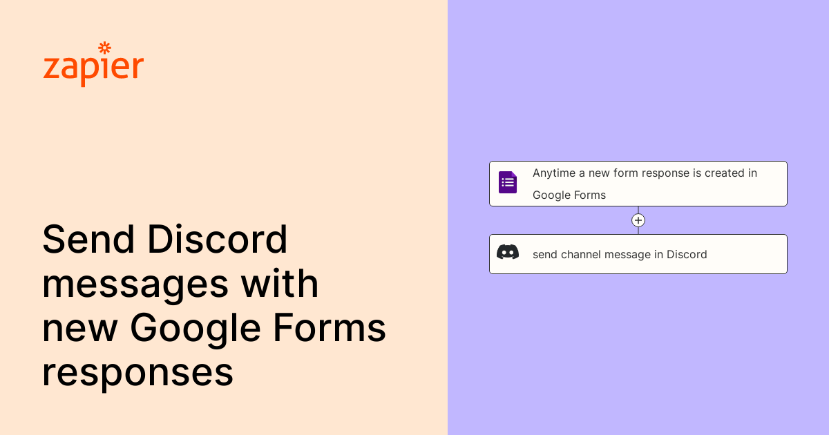 Anytime a new form response is created in Google Forms, send channel message in Discord. | Zapier