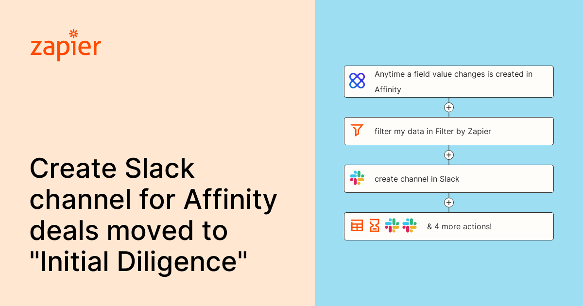 Anytime a field value changes is created in Affinity, filter my data in Filter by Zapier, create ...