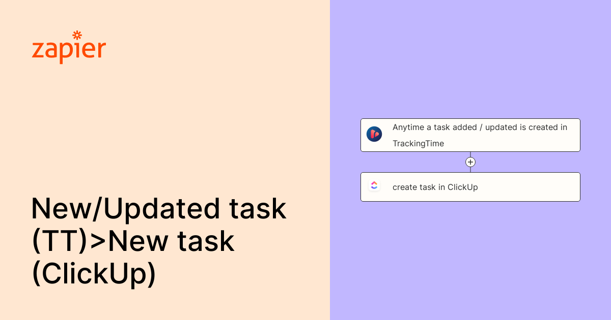 Anytime a task added / updated is created in TrackingTime, create task in ClickUp. | Zapier
